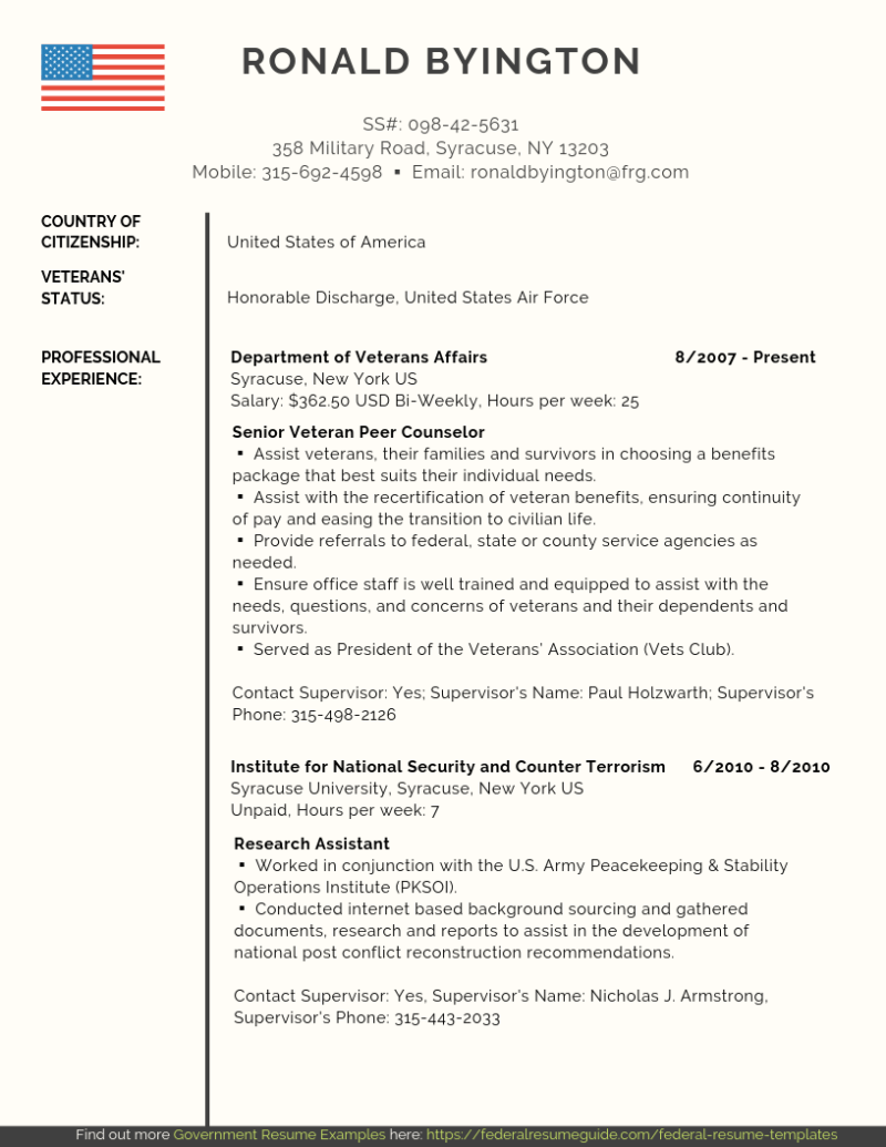 Veteran Federal Resume Samples PDF Word Federal Resume Guide