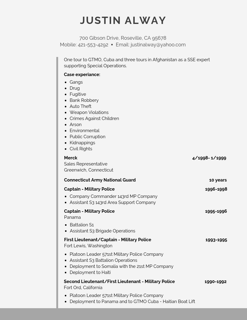 FBI Resume Template Example And Guide PDF Word Federal Resume Guide